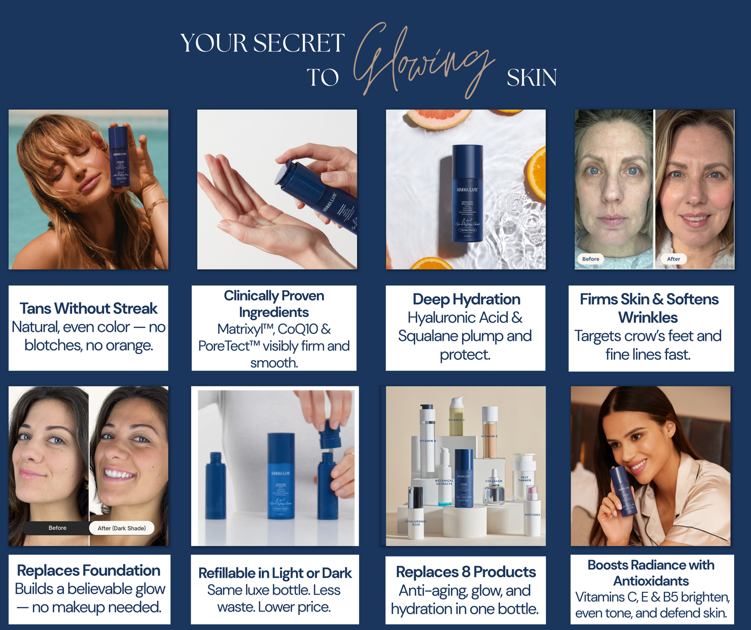 8-in-1 Age Defying Serum + Sunless Tanner (Award Winner) – Mimosa Lane